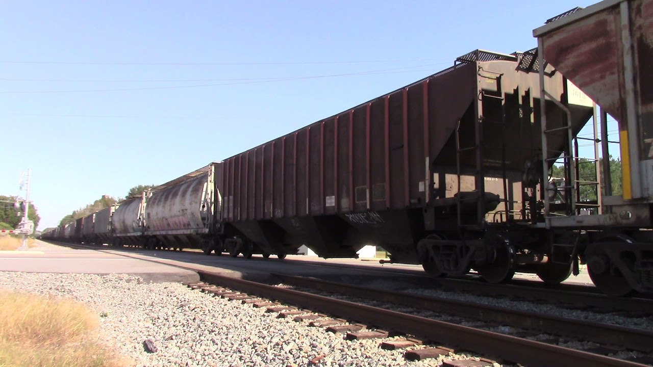 CSX Grain Train By Selma NC - YouTube