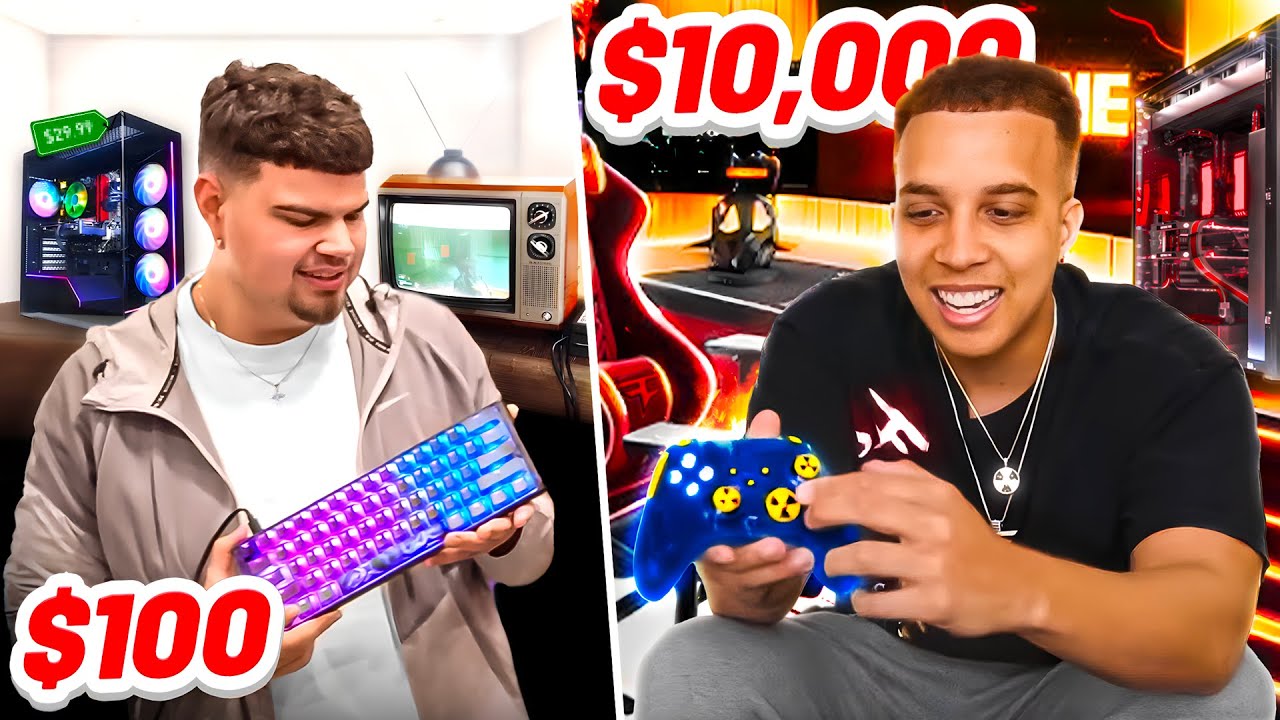 $10,000 vs $100 GAMING SETUPS CHALLENGE - YouTube
