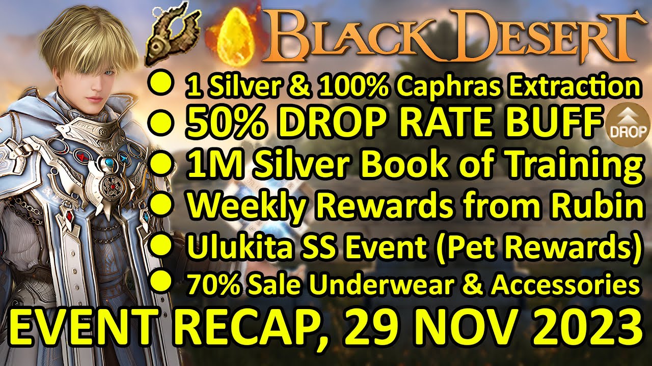 Caphras Extraction Event, 50% DROP RATE BUFF, AFK Leveling (BDO Event Recap, 29 Nov 2023) Update ...