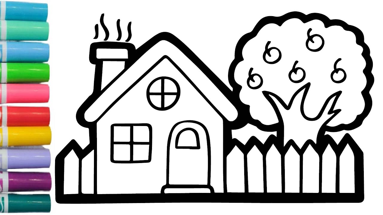 House Drawing ,Coloring and painting for kids & Toddlers || How to draw ...