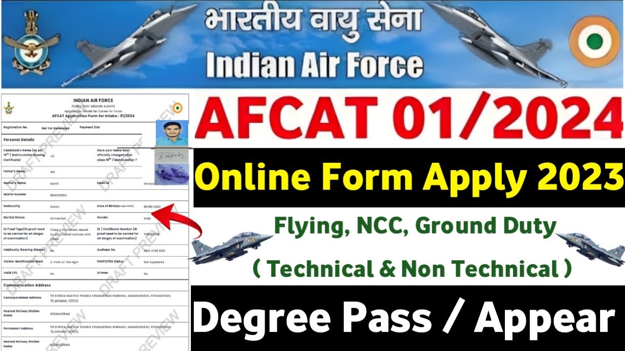 Air Force AFCAT 01/2024 Online Form Apply 2023 🔥 How To Apply AFCAT 01/ ...