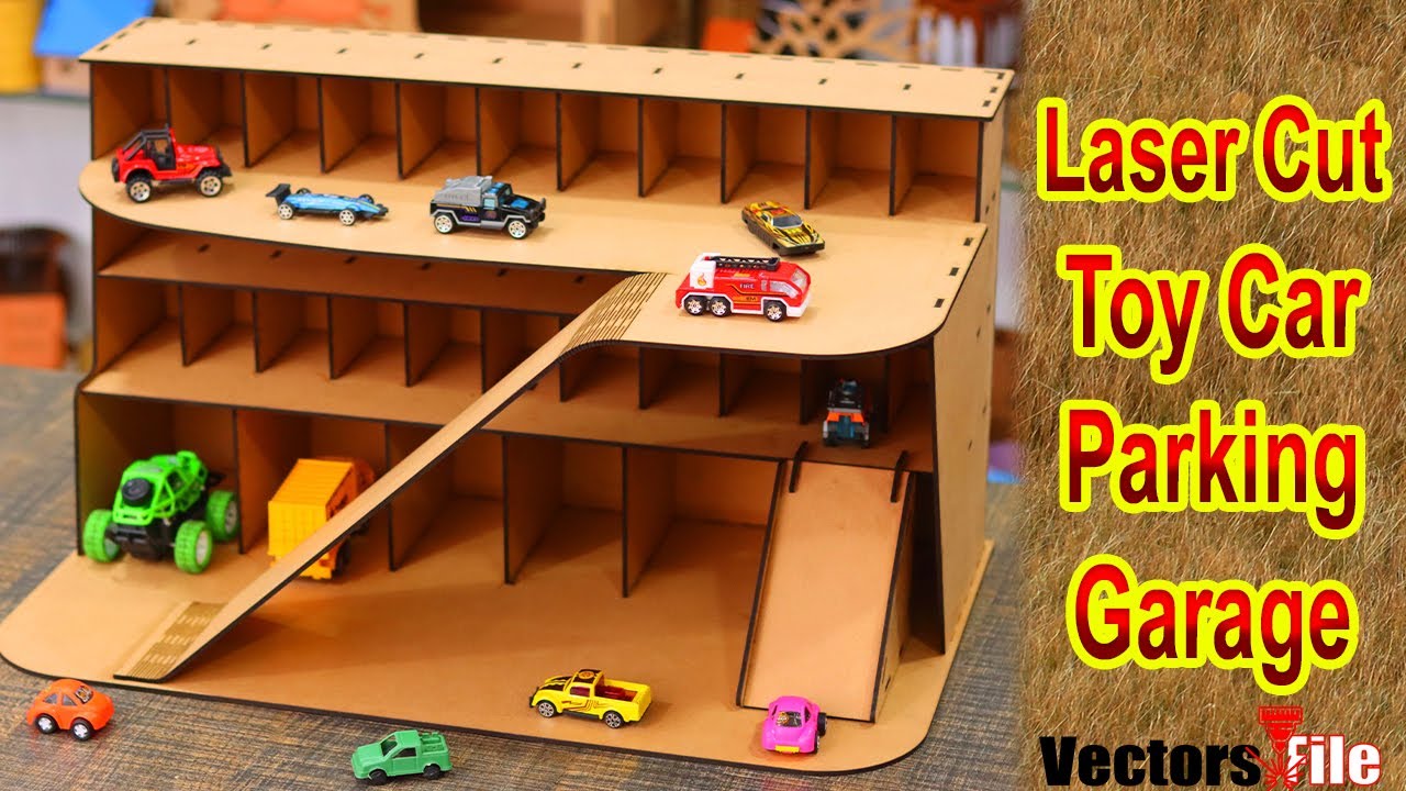 How to make Laser Cut Car Parking Garage Multi Story Toy Car Parking 3D ...