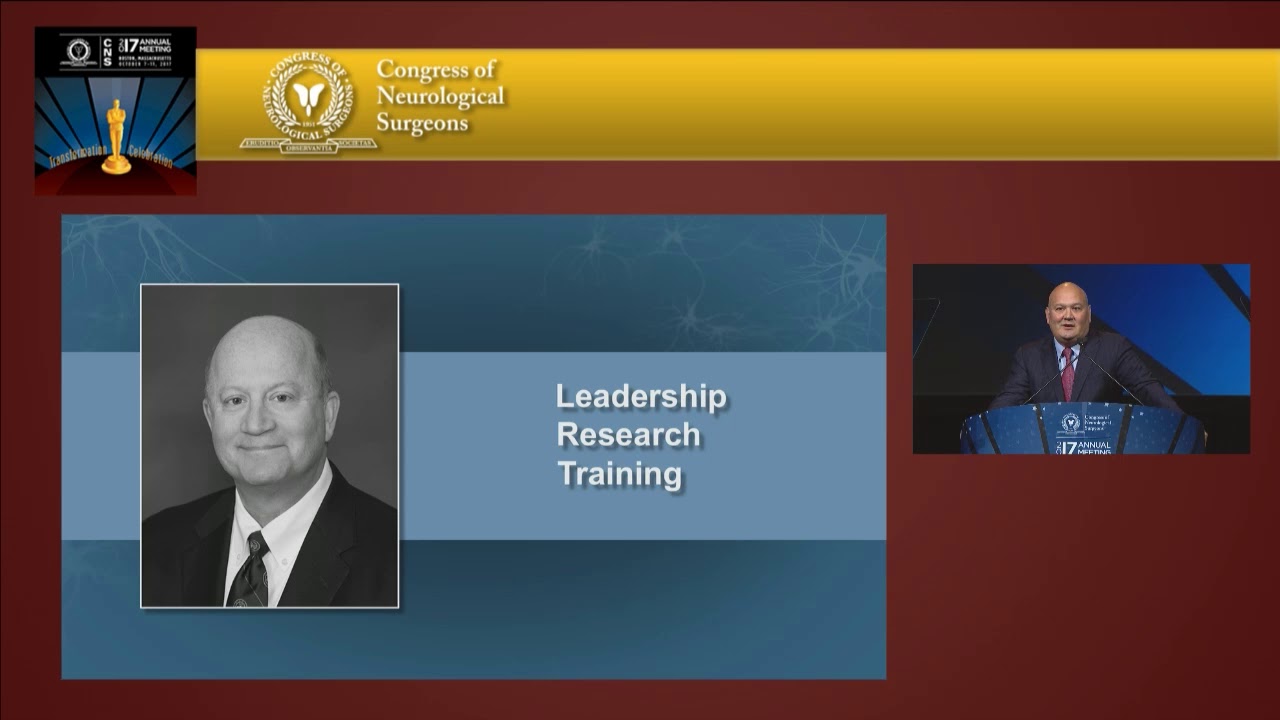 Russell R. Lonser Presents Award to Richard Ellenbogen, GSS III, 2017 ...