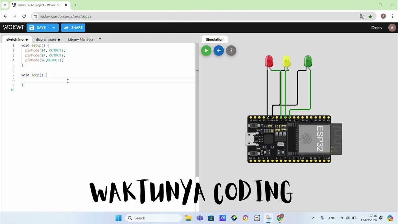 Tutorial membuat simulasi lampu merah di wokwi - YouTube