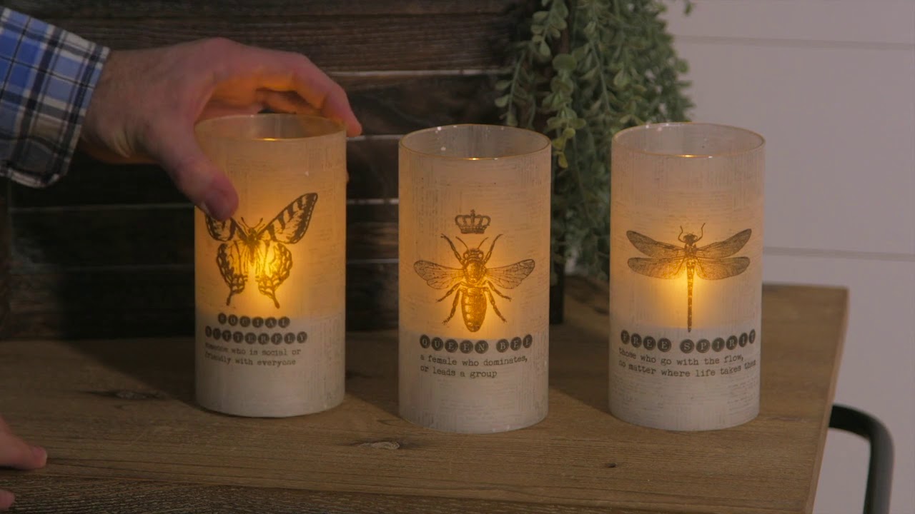Garden Insects LED Flameless Candles (3LED253) from Cypress Home - YouTube