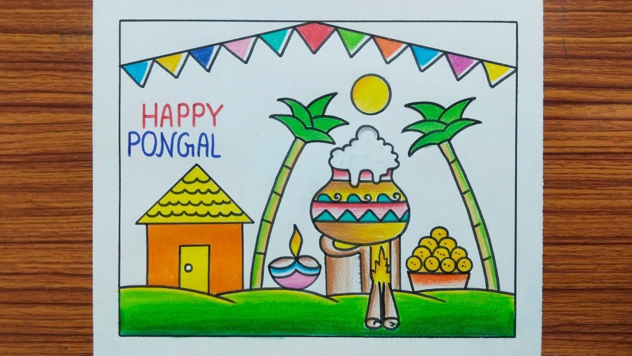 Pongal Drawing / Pongal Drawing Easy / How to Draw Pongal Drawing ...