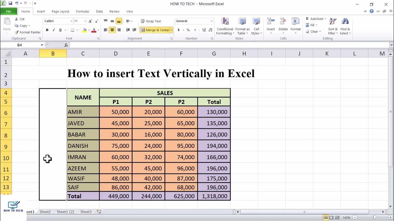 How to insert Text Vertically in Excel - YouTube