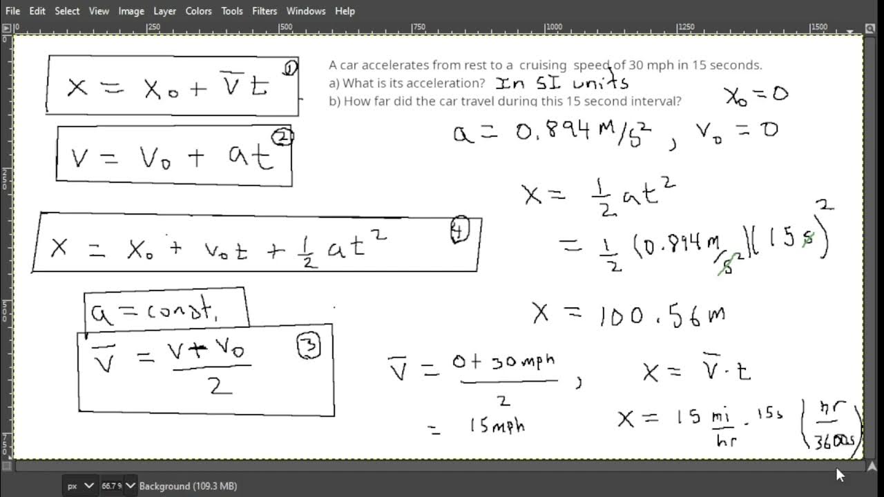 Kinematics Equations for Constant Acceleration in 1D, part 2, College ...