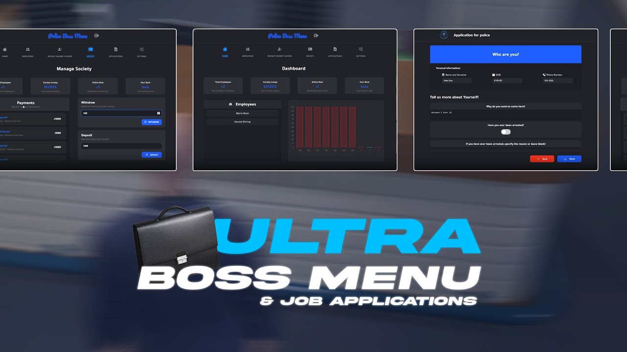 Advanced BOSS and GANG Menu - Job Applications System, Society, Hire/Manage Employees, Gang Menu ...
