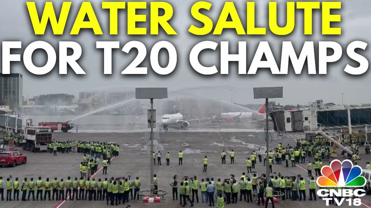 'Water Salute' For T20 World Cup Champs At Mumbai Airport | Rohit ...