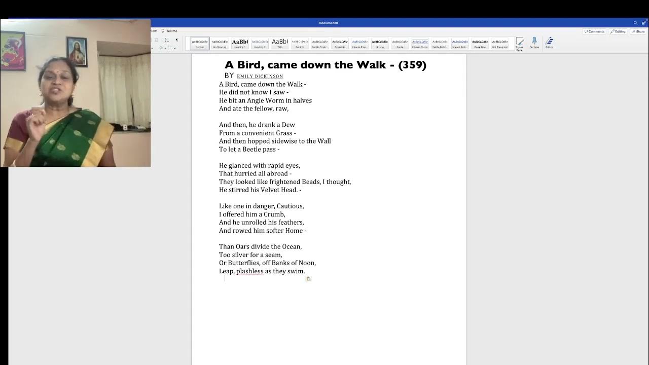 Analysis of the poem "Bird came down the Walk" by Emily Dickinson - YouTube