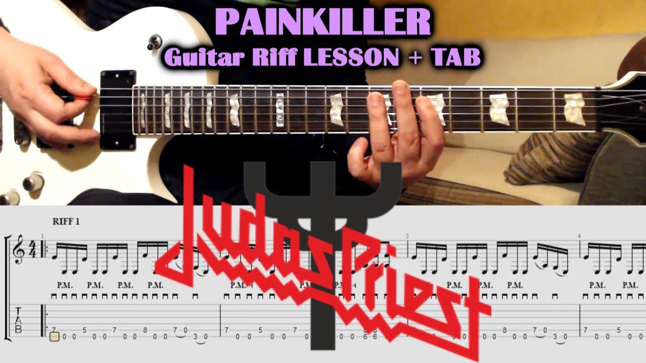 Painkiller (Judas Priest) GUITAR LESSON with TAB - Main Riffs GUITAR ...