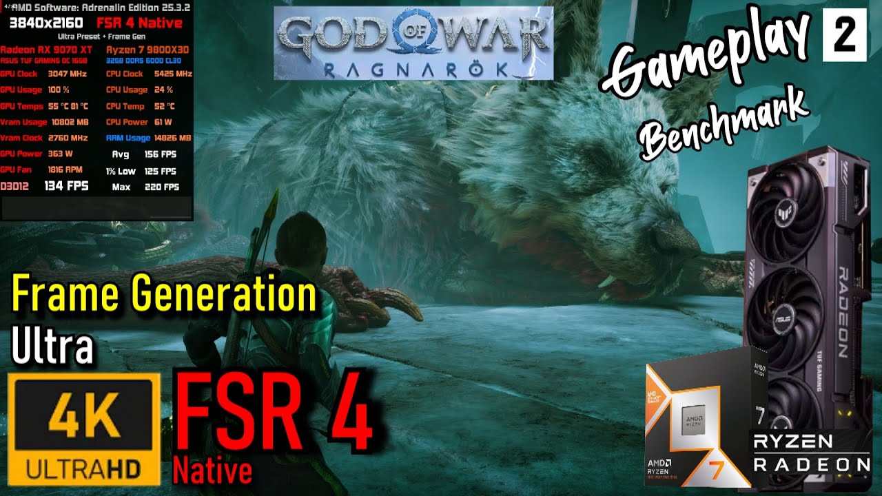 9070 XT 🖥️ 9800X3D 🎮 God of War Ragnarok @ 4K FSR 4 Native + Ultra ...
