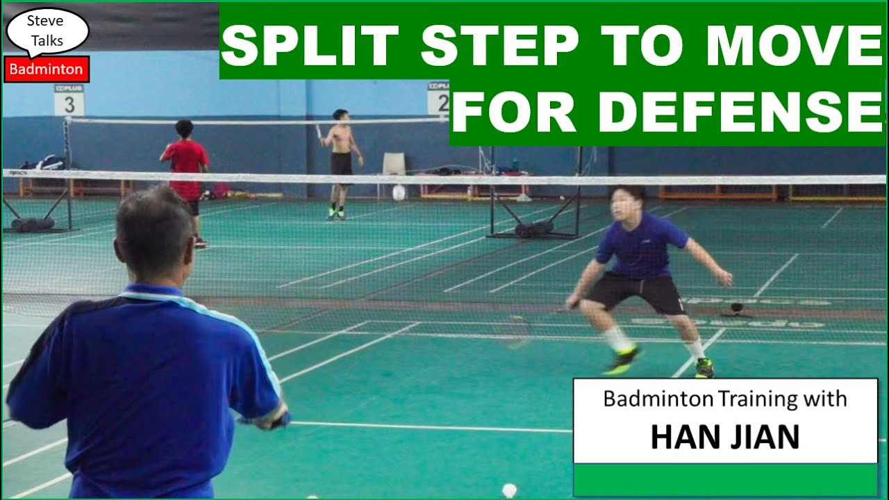 Split step to move for defense - Badminton Training with Han Jian ...