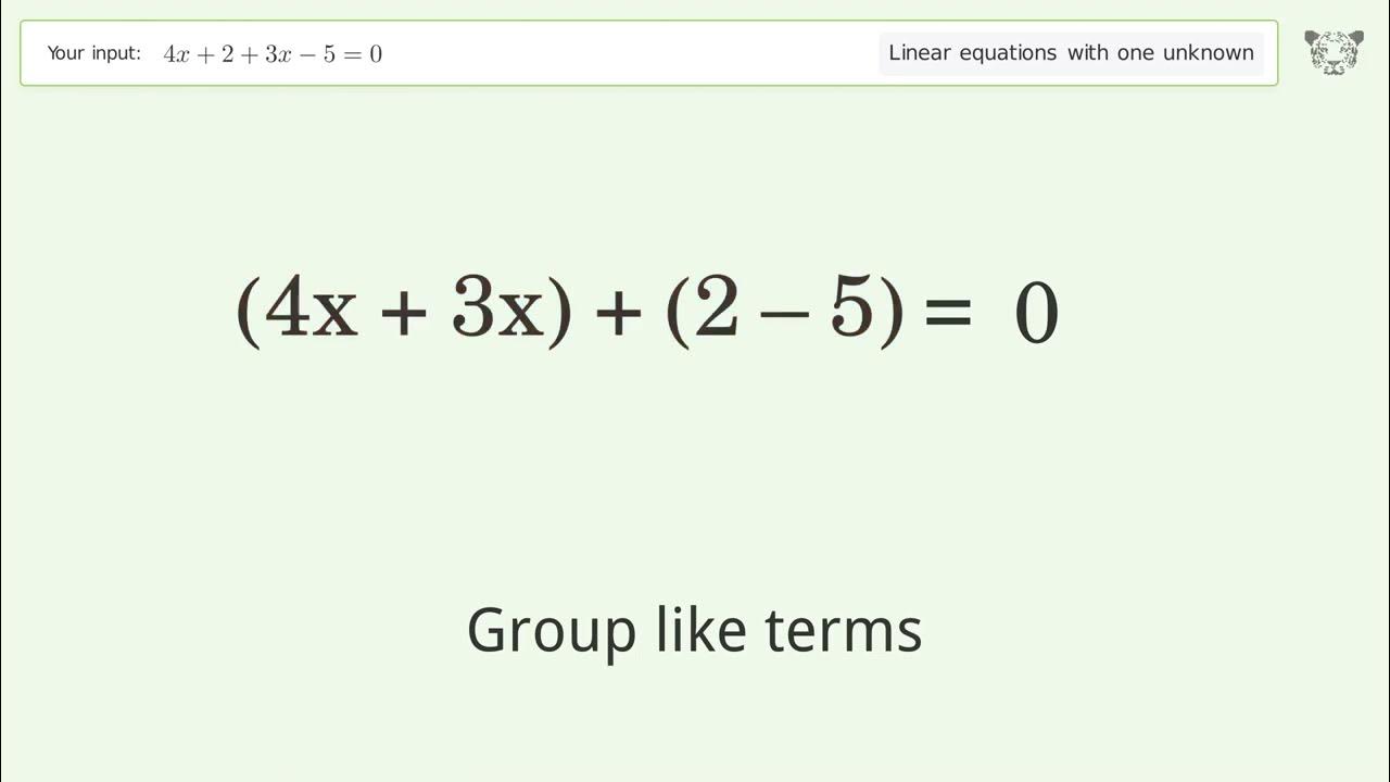 linear-equation-with-one-unknown-solve-4x-2-3x-5-0-step-by-step