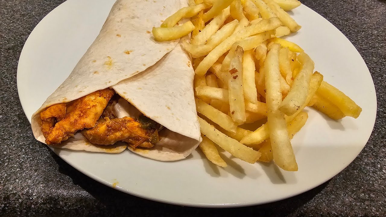 my special recipe for chicken wrap with fries!! - YouTube