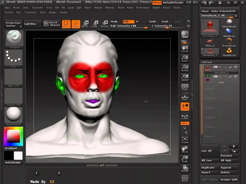 zbrush 4 morph-paint.wmv - YouTube