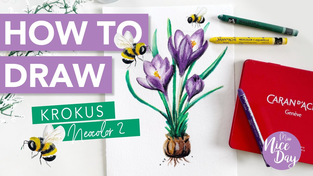 Krokus Step by Step Tutorial mit Neocolor II - YouTube
