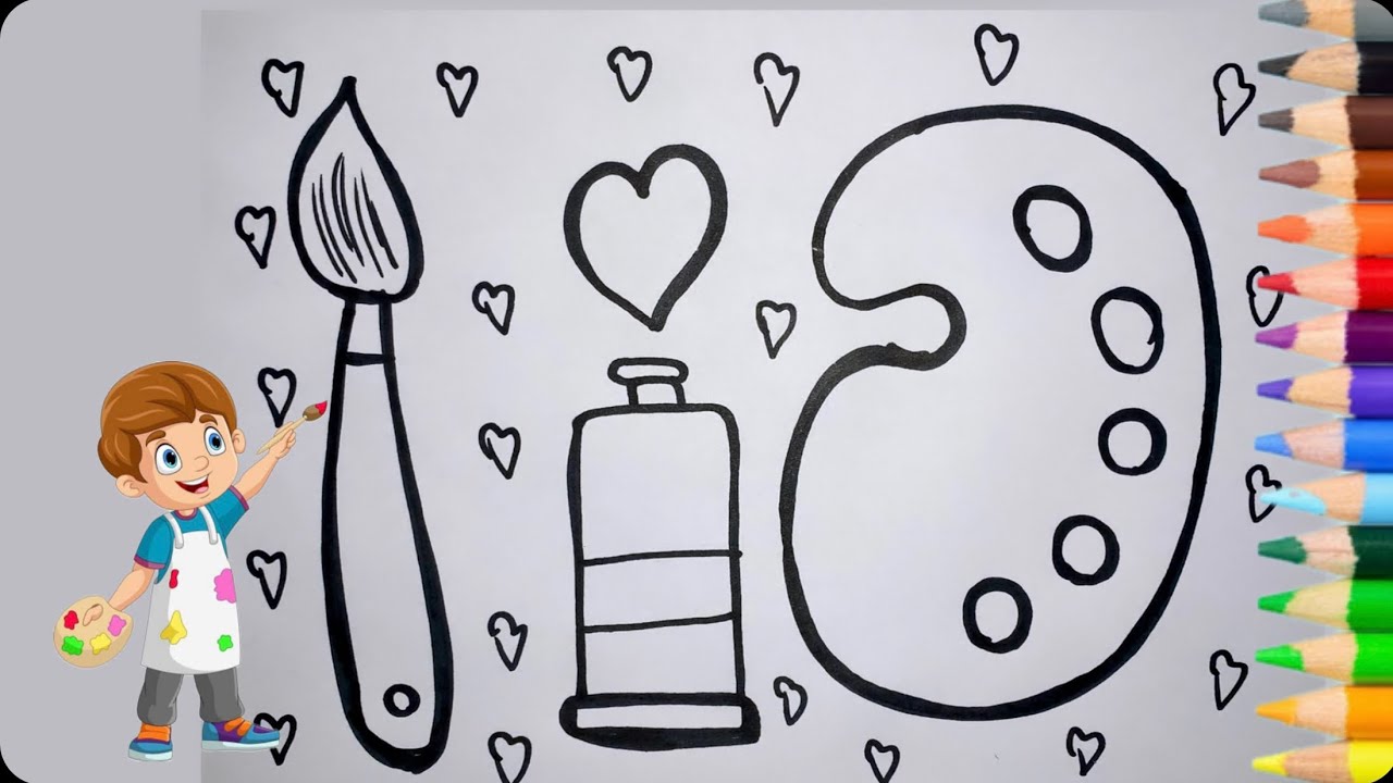 Drawing and Coloring Brush #Paint #Palette # Children #Ara Plays Art # ...