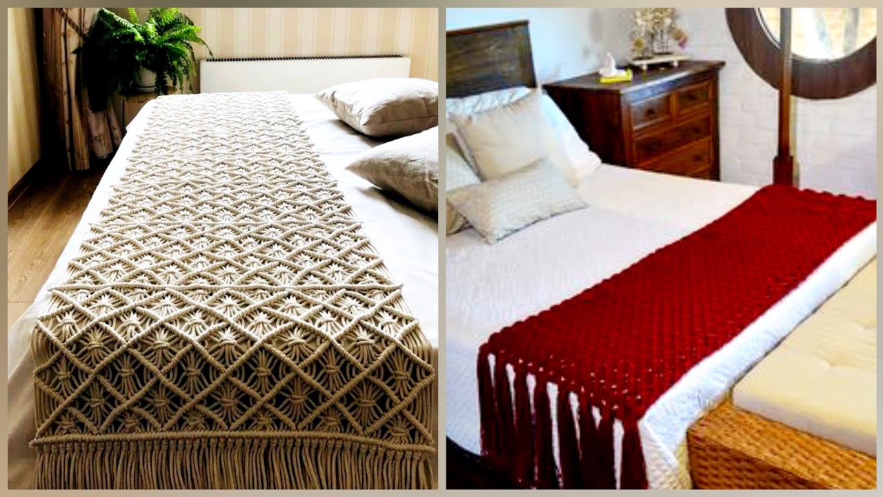 Macrame bed runner || bohemian bedroom decoration ideas || crochet bed ...