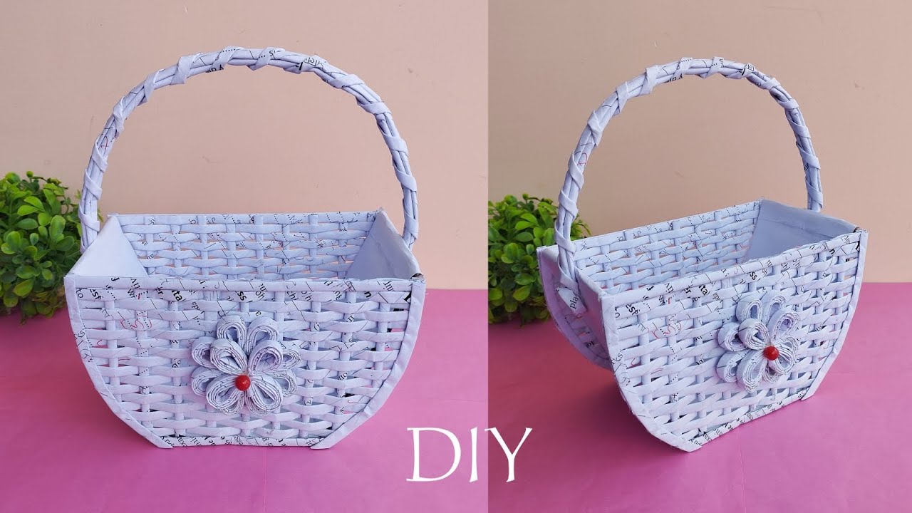 DIY Paper Weaving Basket | Transforming Waste paper into Beautiful ...