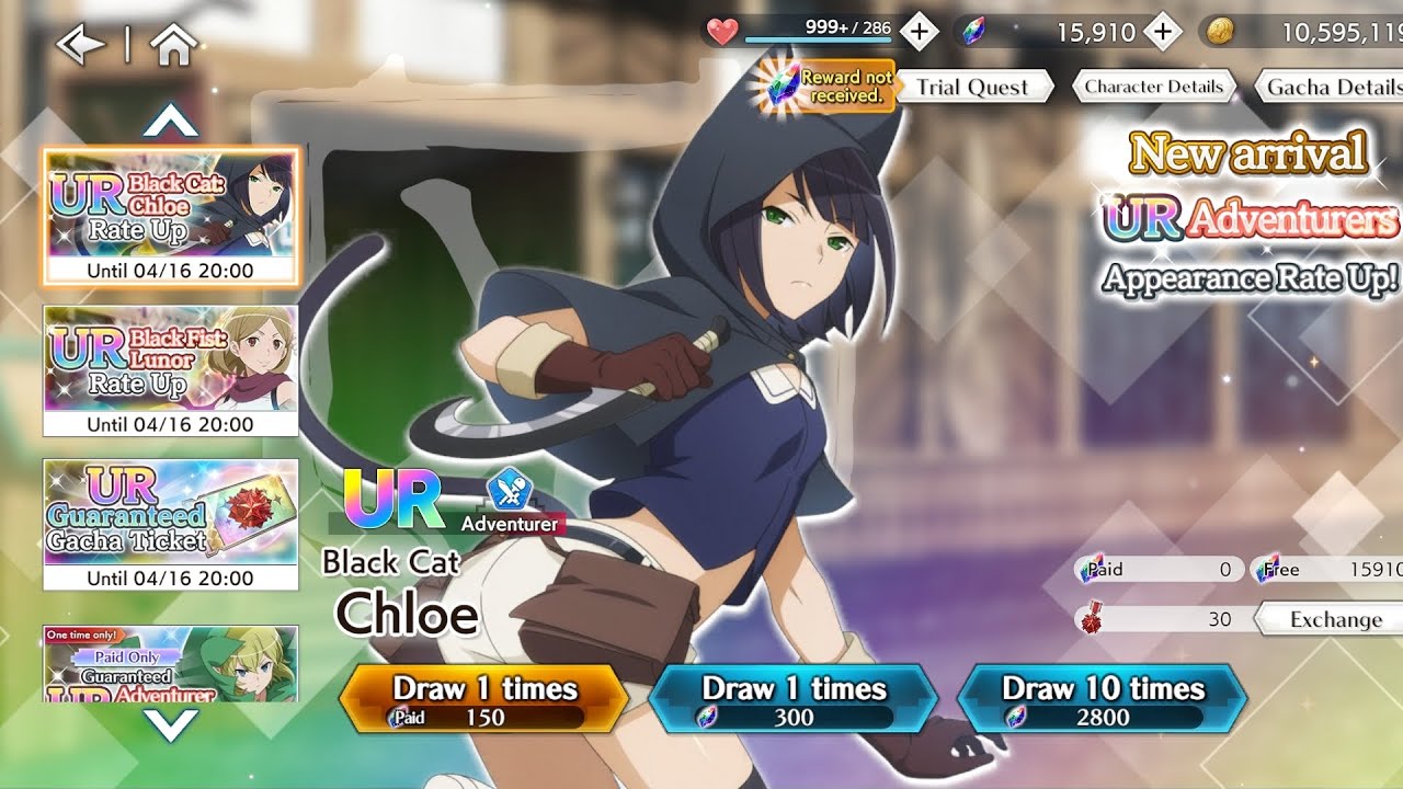 tirando sumons al baner de Chloe Black Cat Danmachi battle chronicle ...