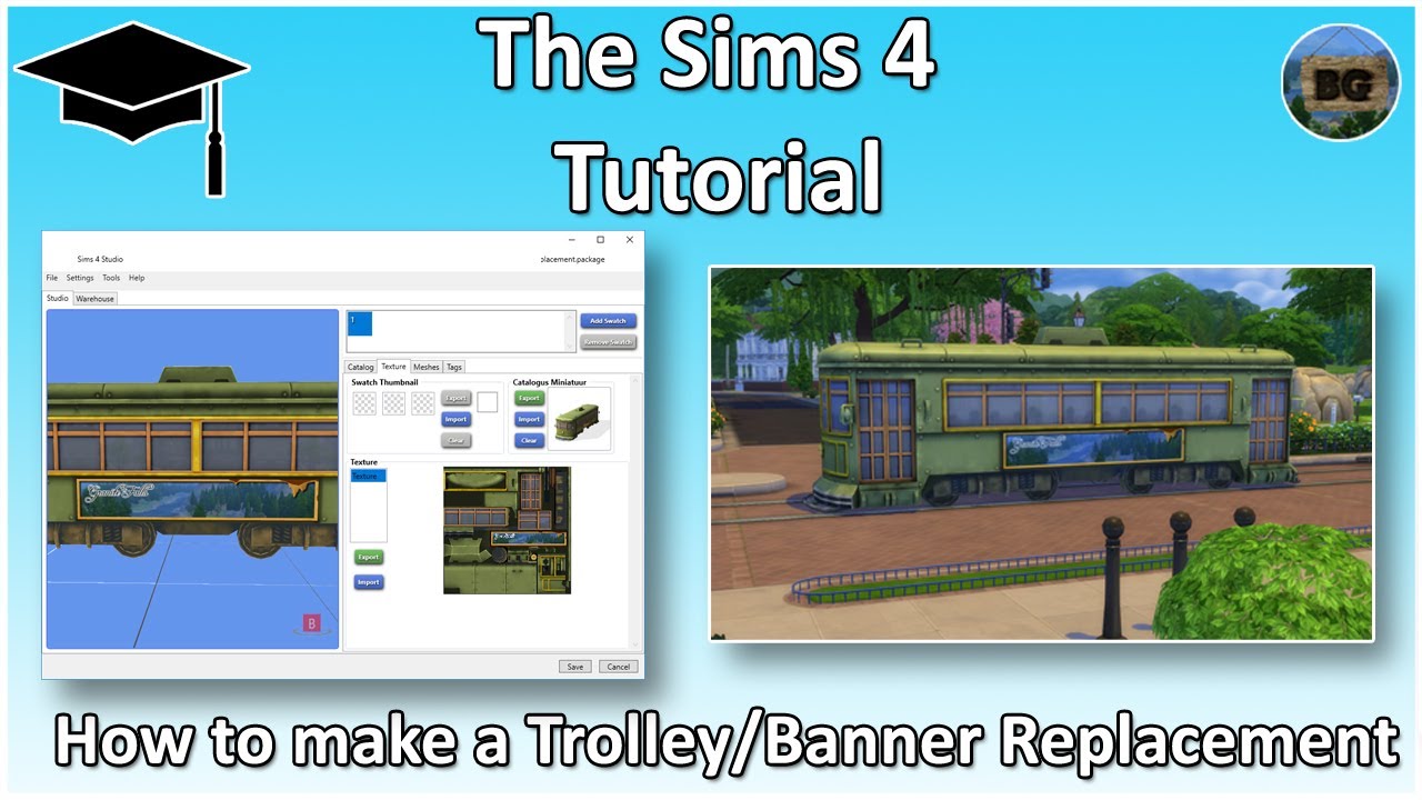 The Sims 4 Tutorial: How to make a Trolley / Banner Replacement - YouTube