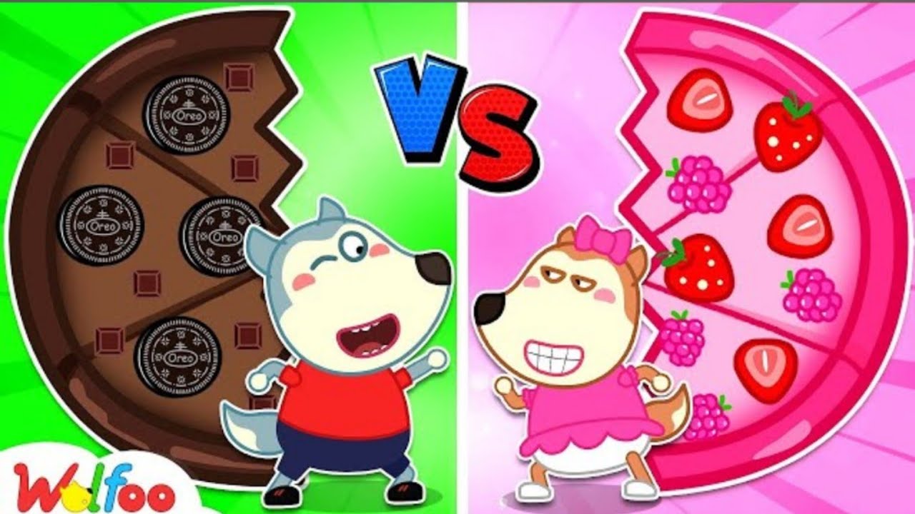Desafío de Pizza Negra VS Pizza Rosa con Wolfoo y Lucy 🍕 Aprende Hábitos Saludables ...