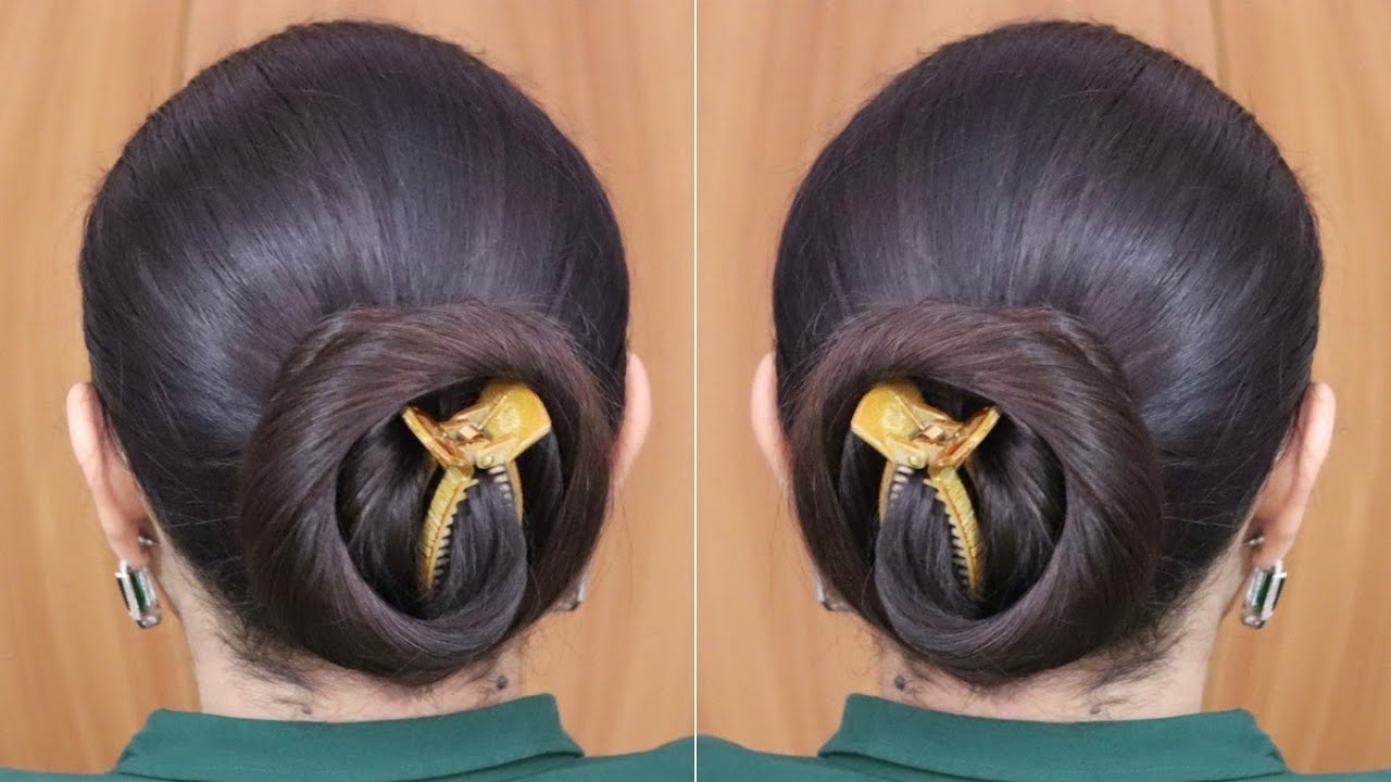 Oily Hair Clutcher Juda Hairstyle For Daily Wear | Easy Bun Hairstyle ...