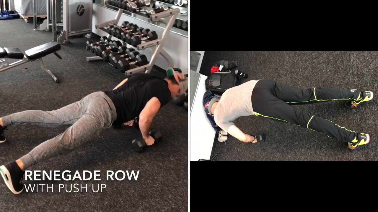 Renegade row push up - YouTube