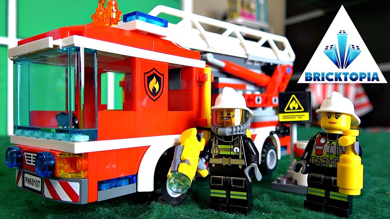 LEGO City Fire Truck Speed Build | Fire Ladder Truck set 60107 - YouTube