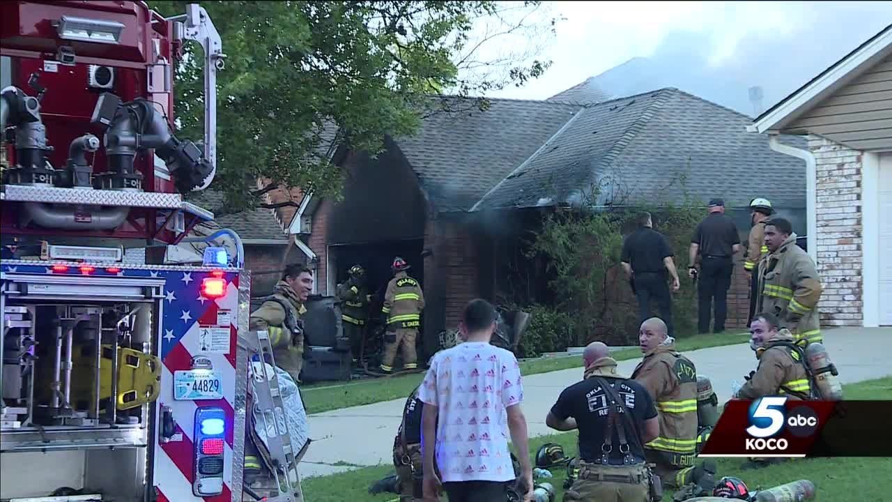 Crews battle northwest Oklahoma City house fire Sunday evening - YouTube