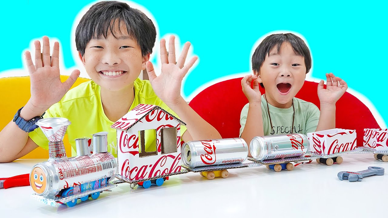 Yejun Make Train Toy from Recycle Can, DIY Toy for Kids - YouTube