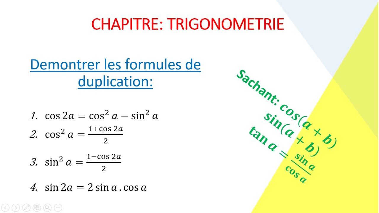 Formules De Duplication En Trigonom trie D monstration Des Formules