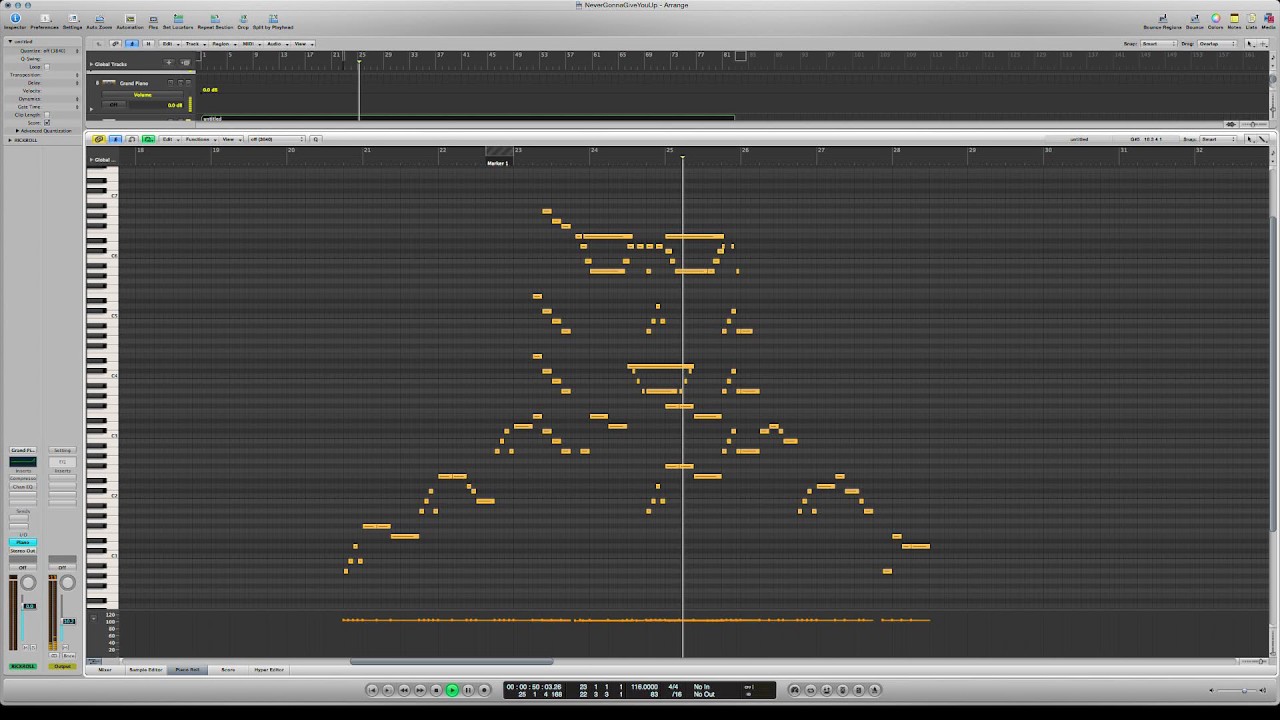 Midi Drawing of Rick Astley - YouTube
