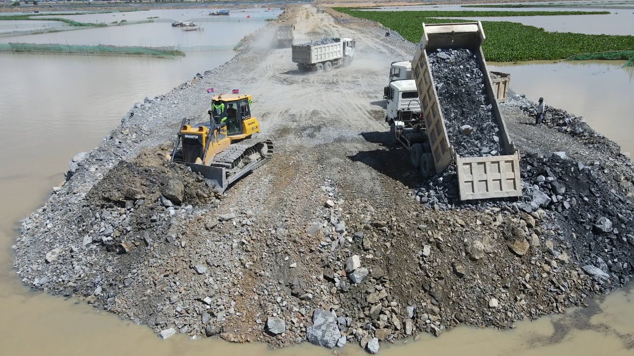 Episode 4 ,Nice Incredible Build New Road on Water ,Bulldozer SHANTUI ...