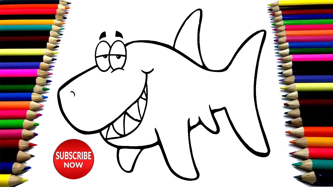 Glitter Rainbow Shark Learn Drawing And Coloring For Kids Toddlers🐰🌈 ...