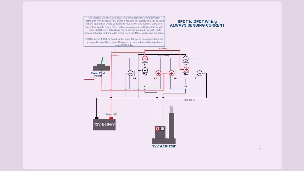 Wiring Automotive 12V Relays to Make a Motor/Actuator move always Up or ...