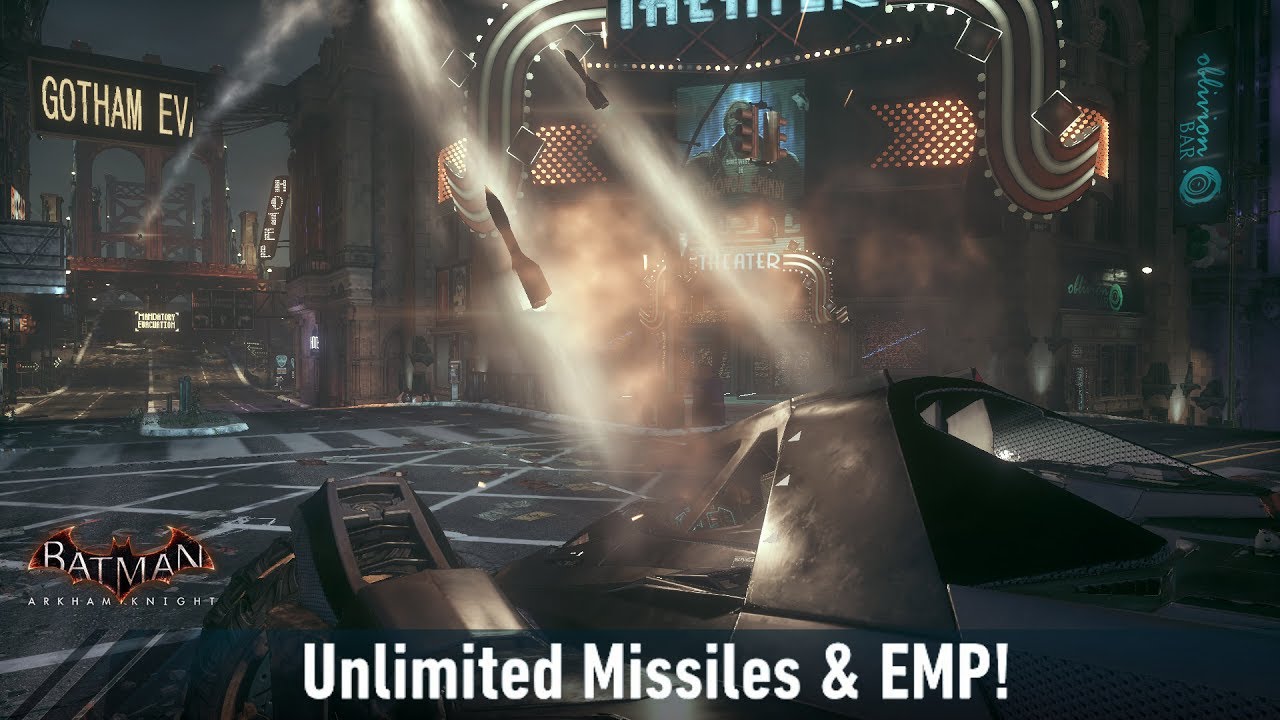 COM; Batman; Arkham Knight; Unlimited Batmobile Secondary Weapons - YouTube