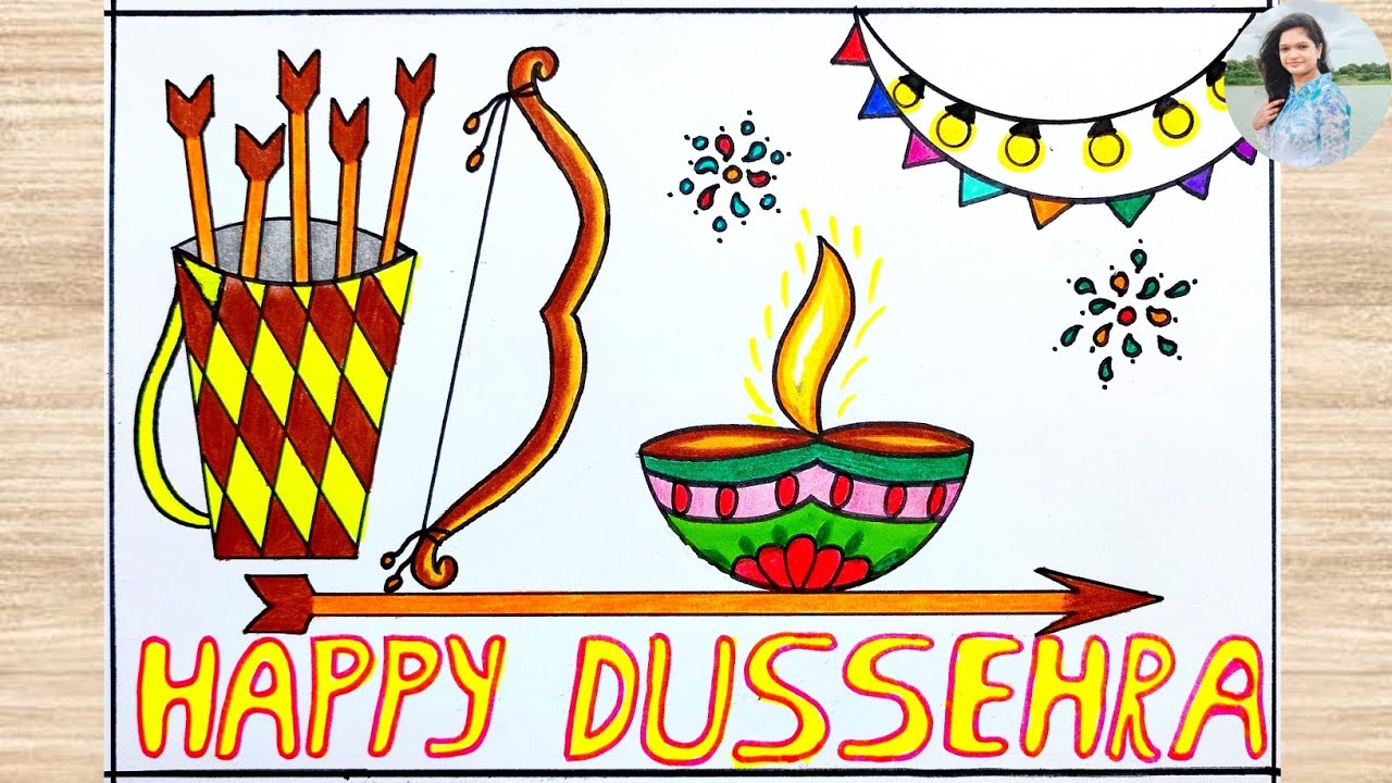 Easy Dussehra Drawing | Happy Dussehra Drawing | Dussehra Festival ...