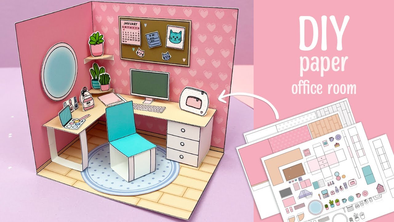 DIY miniature paper room | Paper craft - YouTube