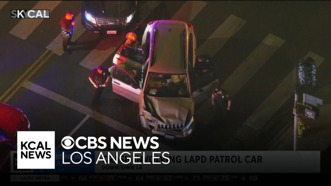 3 hospitalized after crash involving LAPD cruiser in downtown LA - YouTube