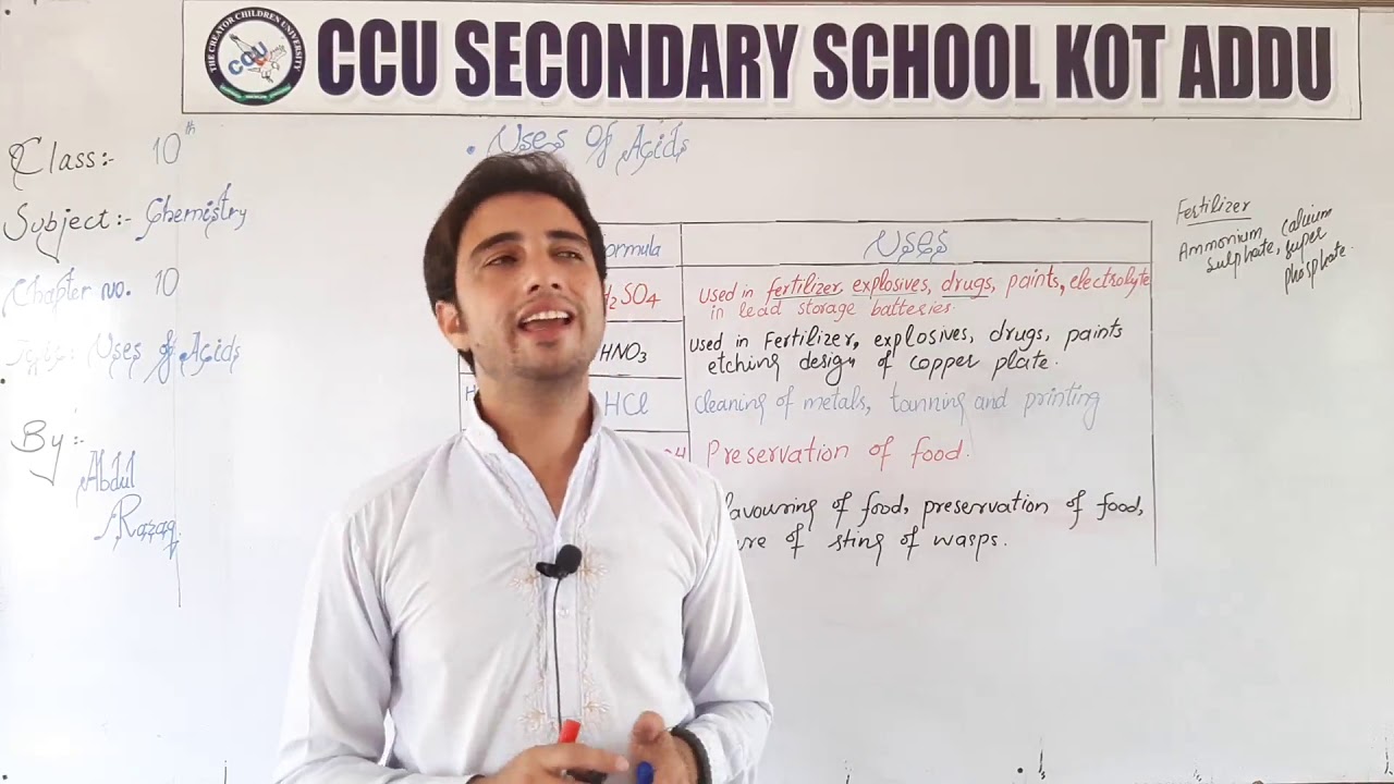 10th Chemistry Unit 10 Uses Of Acid By Abdul Razaq - YouTube