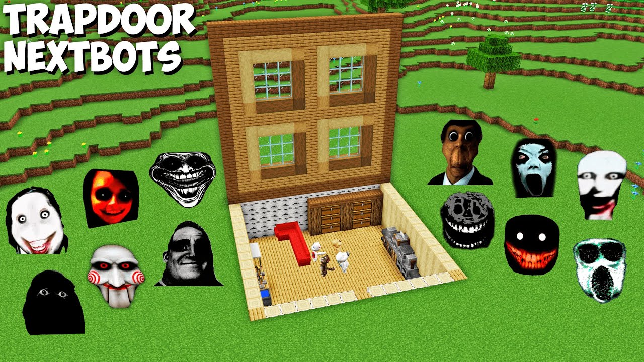 SURVIVAL SECRET GIANT TRAPDOOR BASE in Minecraft - JEFF THE KILLER and ...