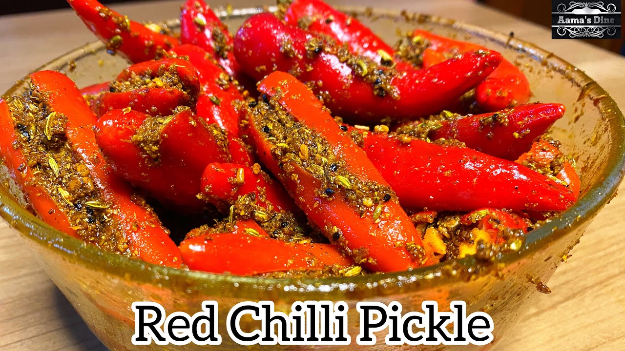 Red Chilli Pickle Recipe | Khursani ko bharuwa achar | lal mirch ka ...