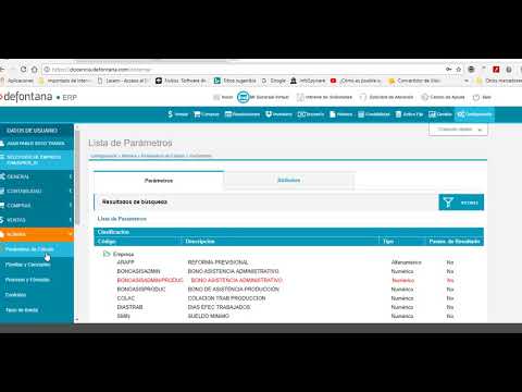 PARAMETROS ERP DEFONTANA EMPRESA,MOVIMIENTOS,PROCESOS DE CALCULOVIDEO ...