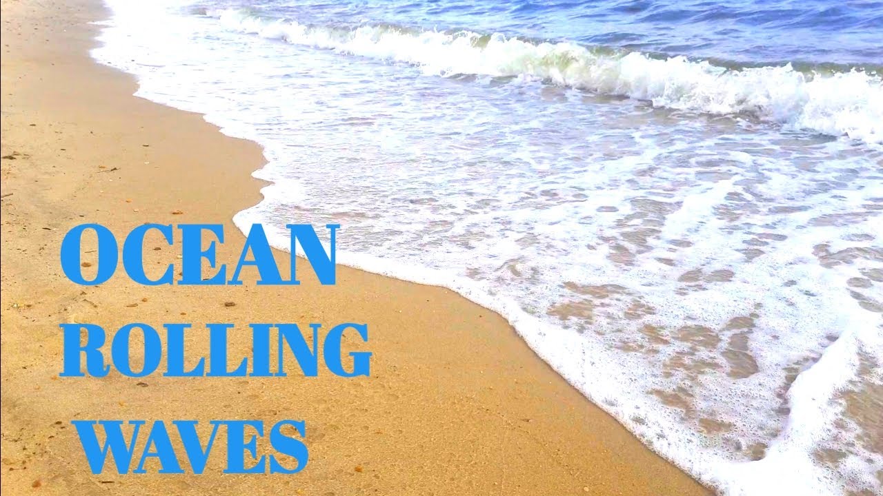 Sounds of Ocean waves on Beach in a cloudy morning for relaxing, the ...