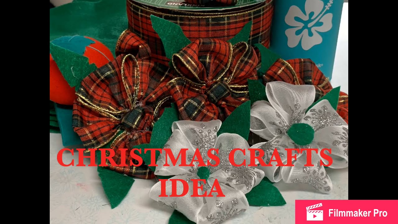 DIY CHRISTMAS RIBBON FLOWER | CHRISTMAS CRAFTS - YouTube