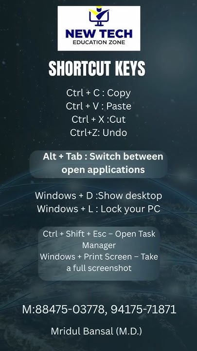 learn shortcut keys in easy way👍👨‍💻 #viralshorts #computerknowledge #technology # ...