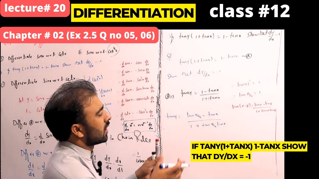 if tany(1+tanx) 1-tanx show that dy/dx = -1 differentiation sinx w.r.t.x cotx find the ...
